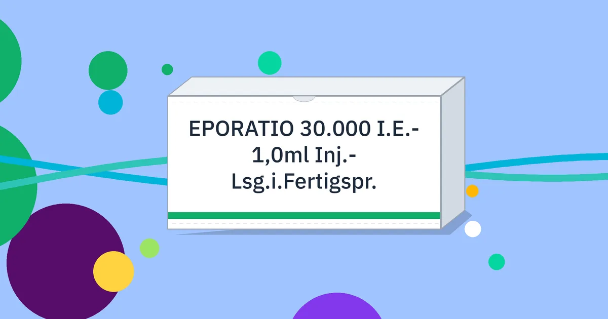 Symbolbild: Packung mit der Aufschrift EPORATIO 30.000 I.E.-1,0ml Inj.-Lsg.i.Fertigspr. (PZN 19511720) – Verfügbarkeit und Bezug in Apotheken in Frankfurt am Main