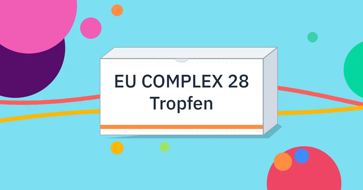 Symbolbild: Packung mit der Aufschrift EU COMPLEX 28 Tropfen (PZN 17241860) – Verfügbarkeit und Bezug in Apotheken in Frankfurt am Main
