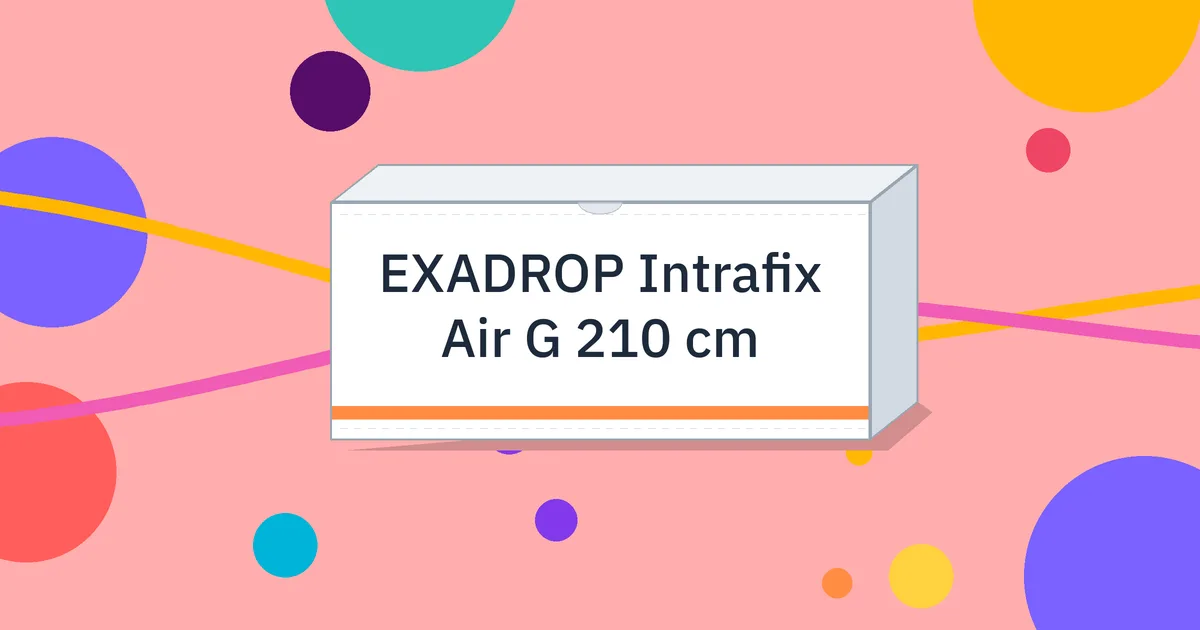 Symbolbild: Packung mit der Aufschrift EXADROP Intrafix Air G 210 cm (PZN 01491856) – Verfügbarkeit und Bezug in Apotheken in Frankfurt am Main