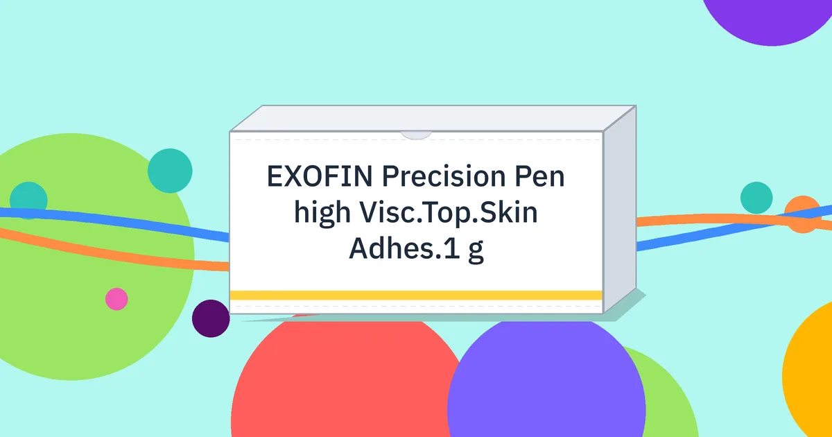 Symbolbild: Packung mit der Aufschrift EXOFIN Precision Pen high Visc.Top.Skin Adhes.1 g (PZN 19277891) – Verfügbarkeit und Bezug in Apotheken in Frankfurt am Main