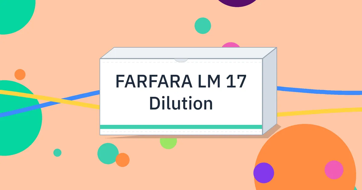 Symbolbild: Packung mit der Aufschrift FARFARA LM 17 Dilution (PZN 13487481) – Verfügbarkeit und Bezug in Apotheken in Frankfurt am Main