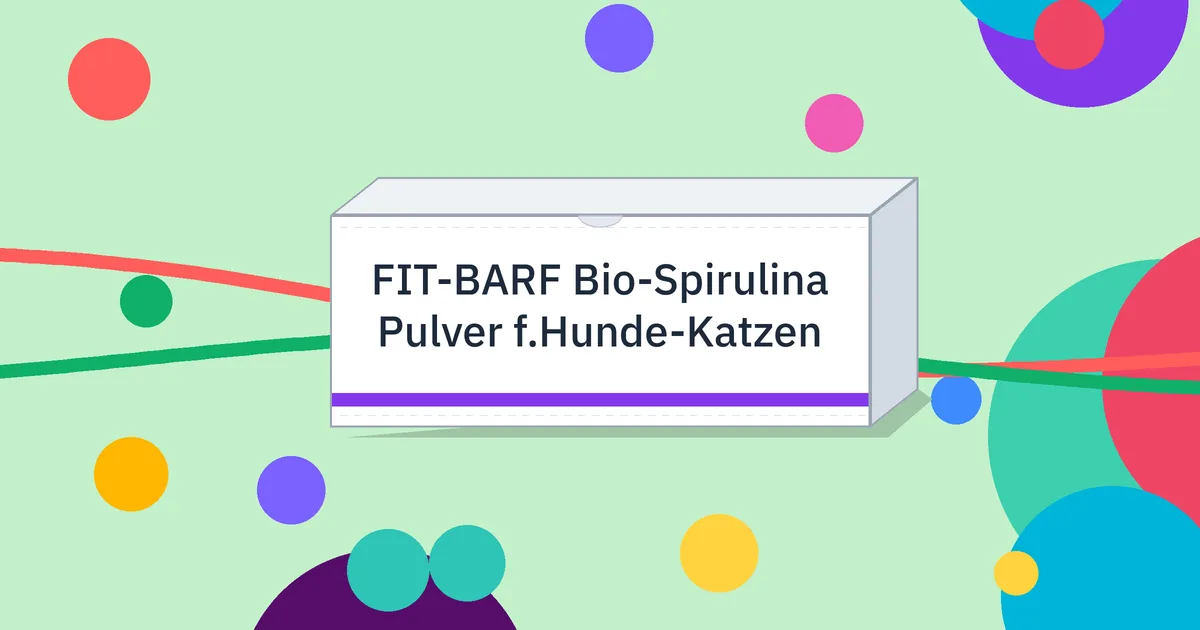 Symbolbild: Packung mit der Aufschrift FIT-BARF Bio-Spirulina Pulver f.Hunde-Katzen (PZN 10403489) – Verfügbarkeit und Bezug in Apotheken in Frankfurt am Main