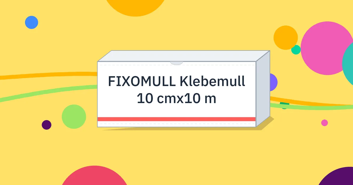 Symbolbild: Packung mit der Aufschrift FIXOMULL Klebemull 10 cmx10 m (PZN 09177757) – Verfügbarkeit und Bezug in Apotheken in Frankfurt am Main