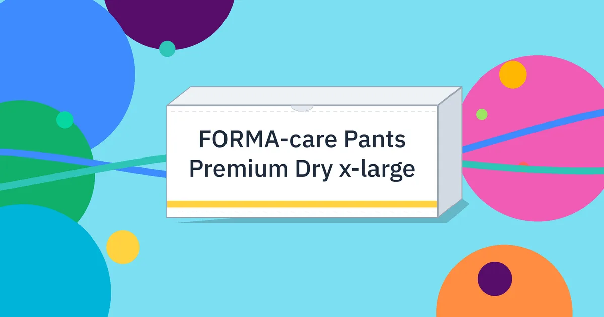 Symbolbild: Packung mit der Aufschrift FORMA-care Pants Premium Dry x-large (PZN 18355985) – Verfügbarkeit und Bezug in Apotheken in Frankfurt am Main