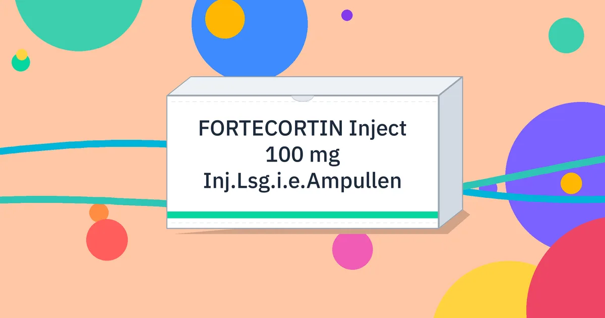 Symbolbild: Packung mit der Aufschrift FORTECORTIN Inject 100 mg Inj.Lsg.i.e.Ampullen (PZN 00081990) – Verfügbarkeit und Bezug in Apotheken in Frankfurt am Main
