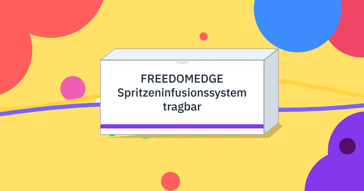 Symbolbild: Packung mit der Aufschrift FREEDOMEDGE Spritzeninfusionssystem tragbar (PZN 20870252) – Verfügbarkeit und Bezug in Apotheken in Frankfurt am Main