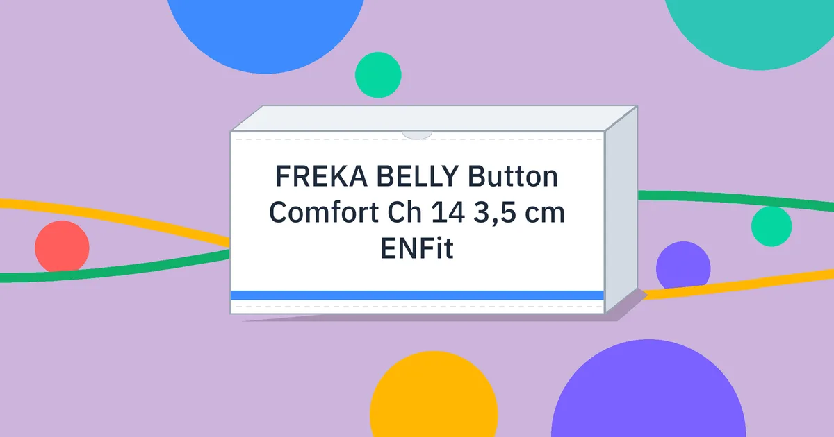 Symbolbild: Packung mit der Aufschrift FREKA BELLY Button Comfort Ch 14 3,5 cm ENFit (PZN 11481681) – Verfügbarkeit und Bezug in Apotheken in Frankfurt am Main