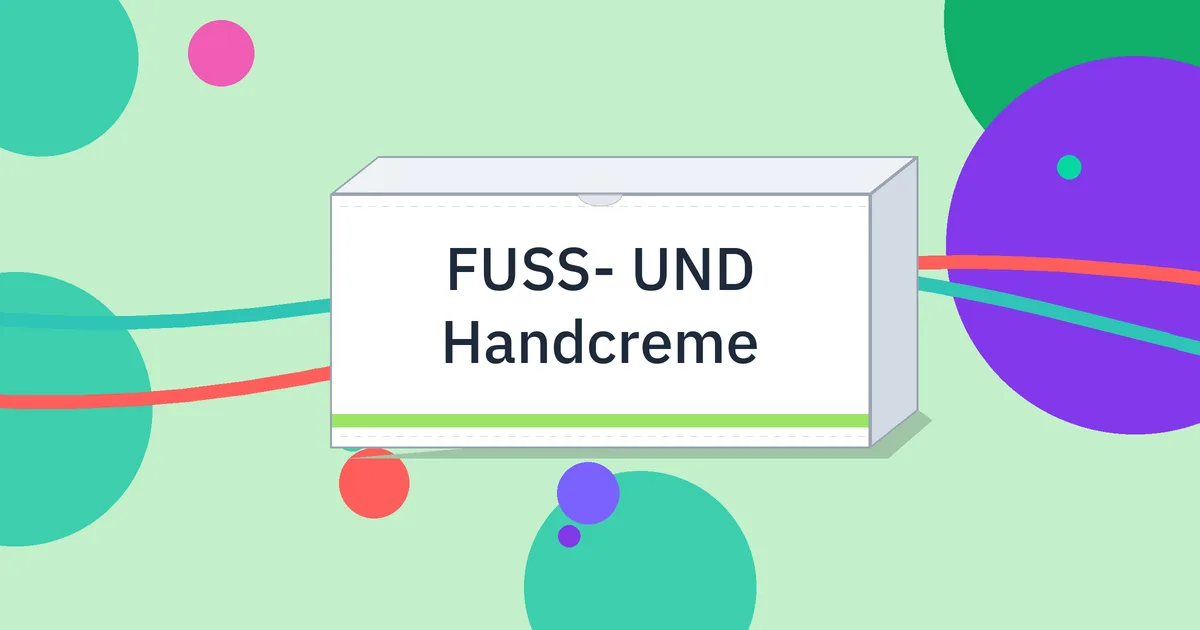 Symbolbild: Packung mit der Aufschrift FUSS- UND Handcreme (PZN 09635355) – Verfügbarkeit und Bezug in Apotheken in Frankfurt am Main