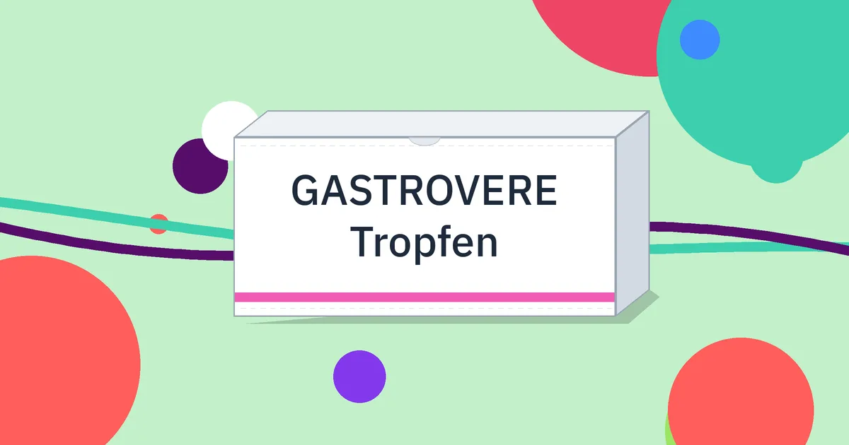 Symbolbild: Packung mit der Aufschrift GASTROVERE Tropfen (PZN 19358684) – Verfügbarkeit und Bezug in Apotheken in Frankfurt am Main