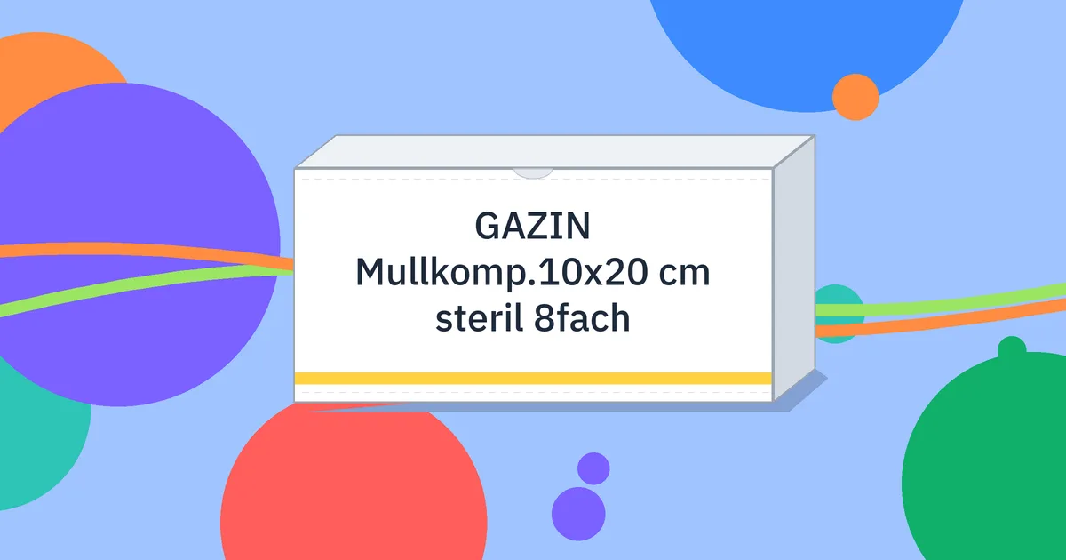 Symbolbild: Packung mit der Aufschrift GAZIN Mullkomp.10x20 cm steril 8fach (PZN 19921955) – Verfügbarkeit und Bezug in Apotheken in Frankfurt am Main