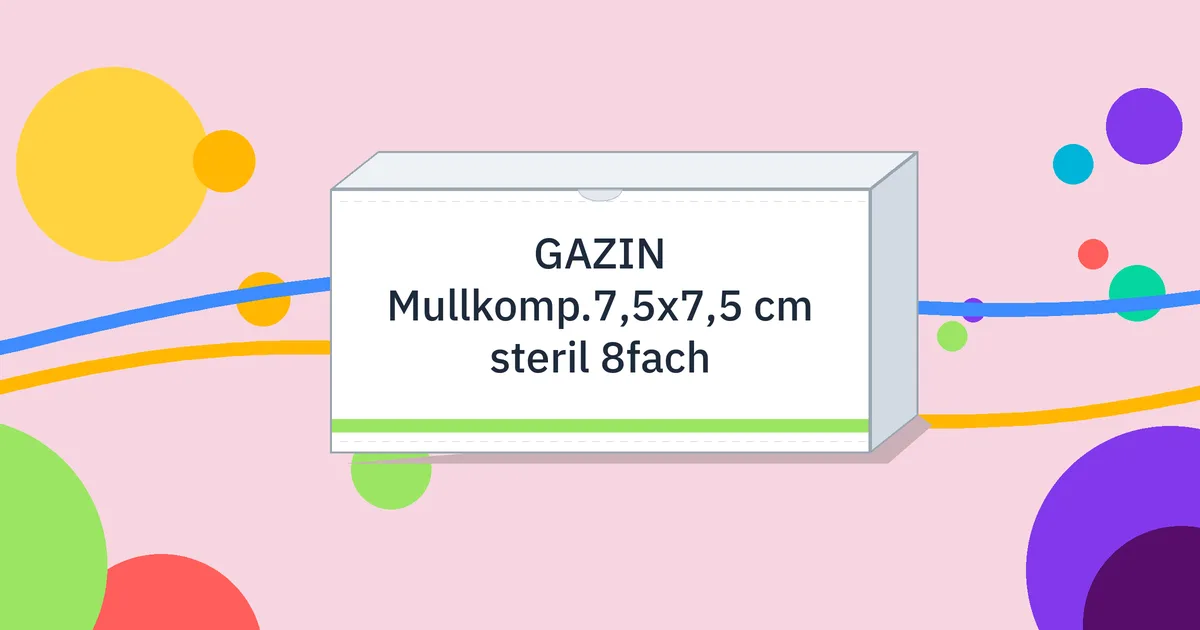 Symbolbild: Packung mit der Aufschrift GAZIN Mullkomp.7,5x7,5 cm steril 8fach (PZN 03777545) – Verfügbarkeit und Bezug in Apotheken in Frankfurt am Main