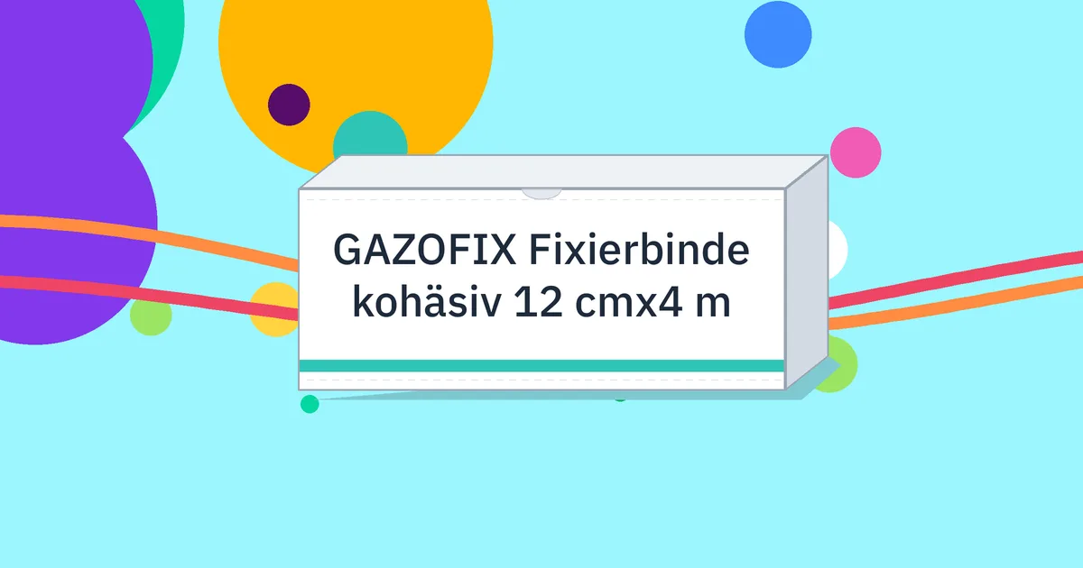 Symbolbild: Packung mit der Aufschrift GAZOFIX Fixierbinde kohäsiv 12 cmx4 m (PZN 11587824) – Verfügbarkeit und Bezug in Apotheken in Frankfurt am Main