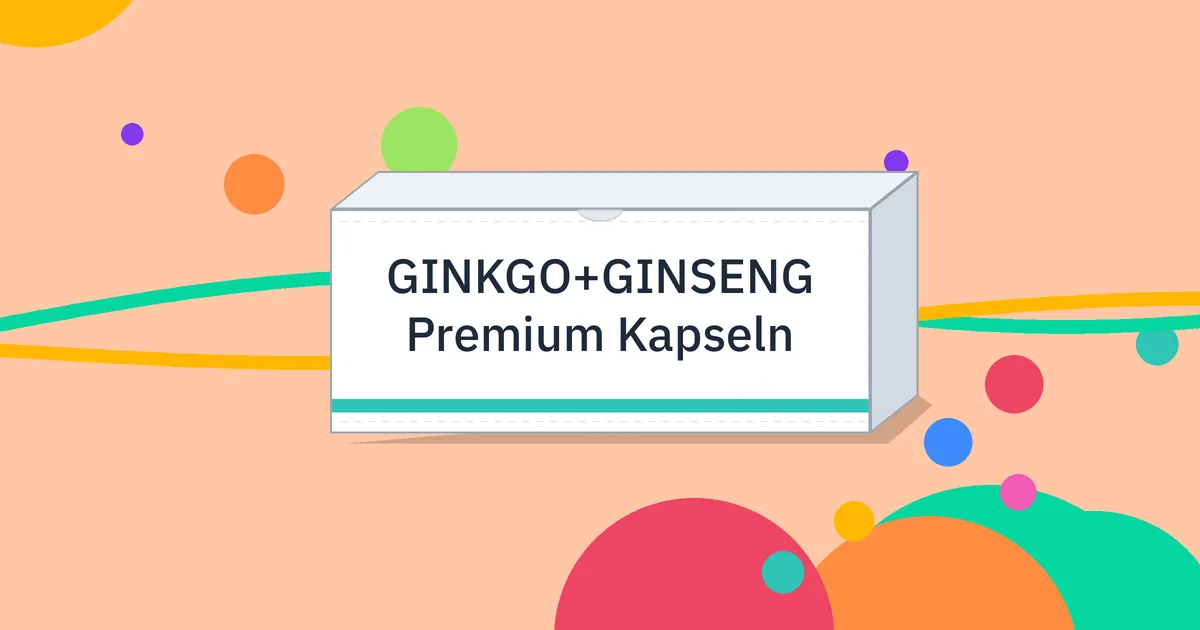 Symbolbild: Packung mit der Aufschrift GINKGO+GINSENG Premium Kapseln (PZN 05856303) – Verfügbarkeit und Bezug in Apotheken in Frankfurt am Main