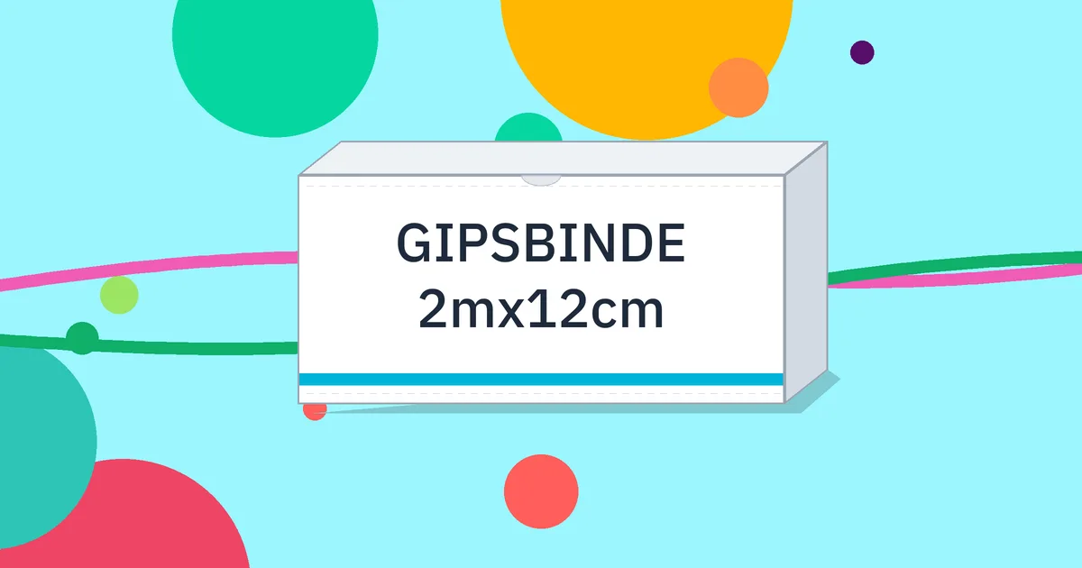 Symbolbild: Packung mit der Aufschrift GIPSBINDE 2mx12cm (PZN 01721233) – Verfügbarkeit und Bezug in Apotheken in Frankfurt am Main
