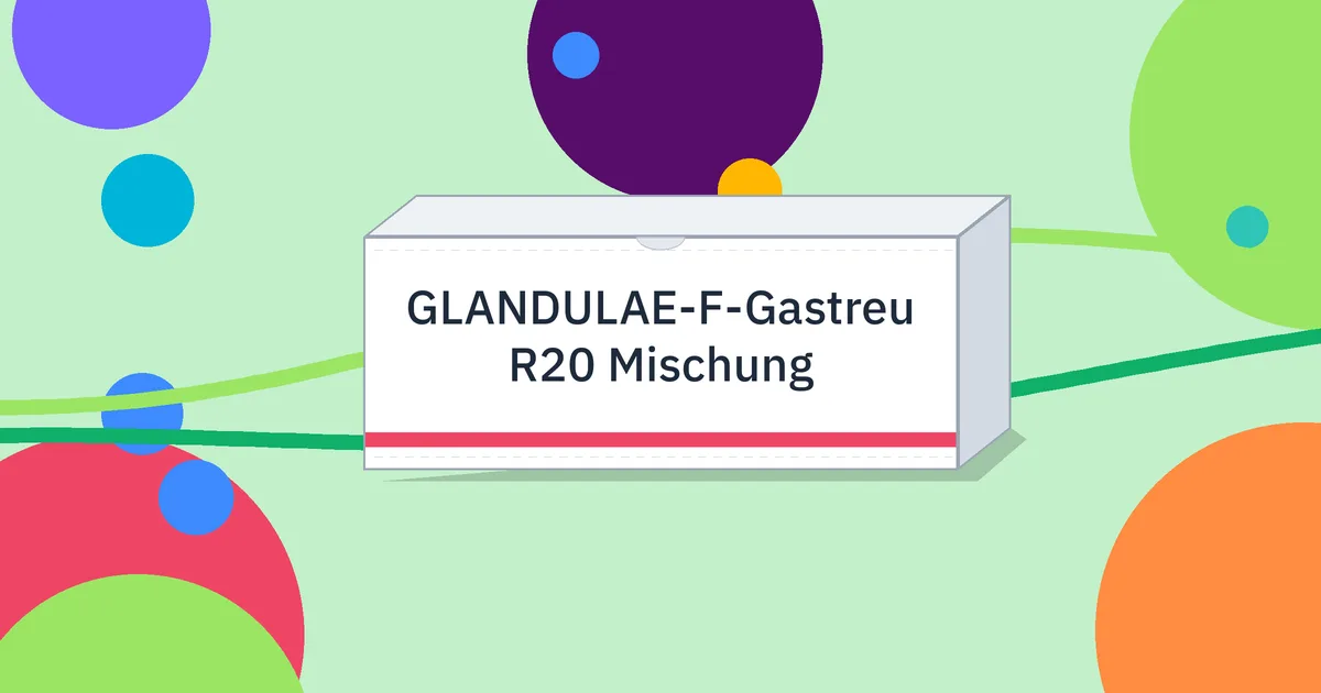 Symbolbild: Packung mit der Aufschrift GLANDULAE-F-Gastreu R20 Mischung (PZN 07645355) – Verfügbarkeit und Bezug in Apotheken in Frankfurt am Main