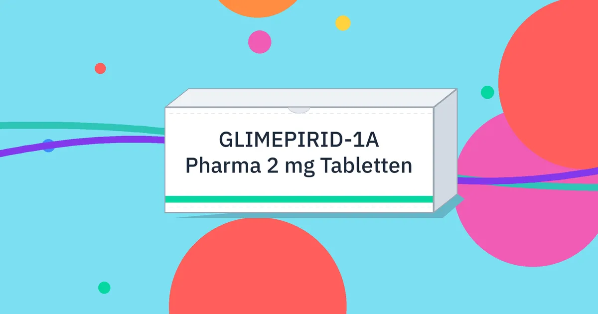 Symbolbild: Packung mit der Aufschrift GLIMEPIRID-1A Pharma 2 mg Tabletten (PZN 04537665) – Verfügbarkeit und Bezug in Apotheken in Frankfurt am Main