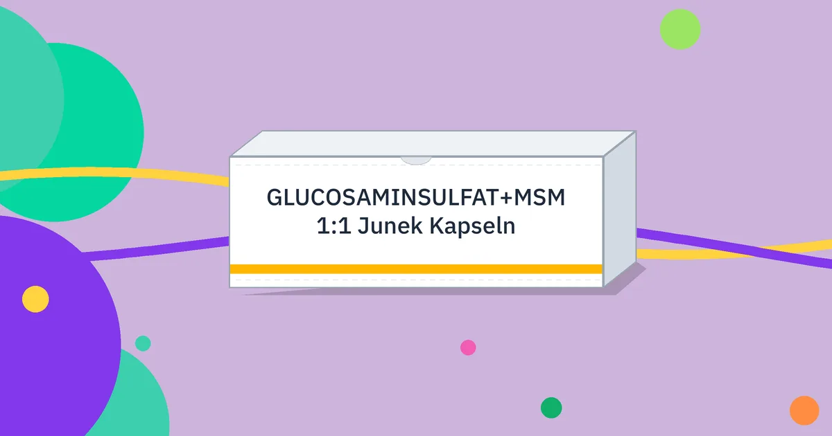 Symbolbild: Packung mit der Aufschrift GLUCOSAMINSULFAT+MSM 1:1 Junek Kapseln (PZN 10052334) – Verfügbarkeit und Bezug in Apotheken in Frankfurt am Main