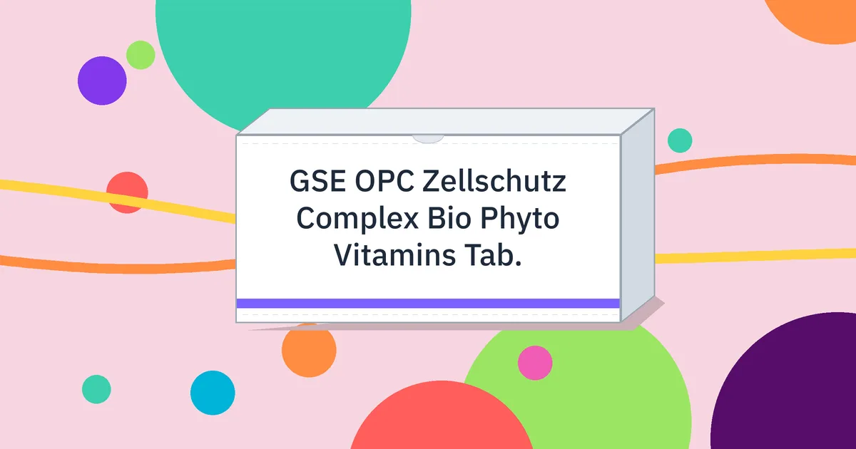 Symbolbild: Packung mit der Aufschrift GSE OPC Zellschutz Complex Bio Phyto Vitamins Tab. (PZN 19409298) – Verfügbarkeit und Bezug in Apotheken in Frankfurt am Main