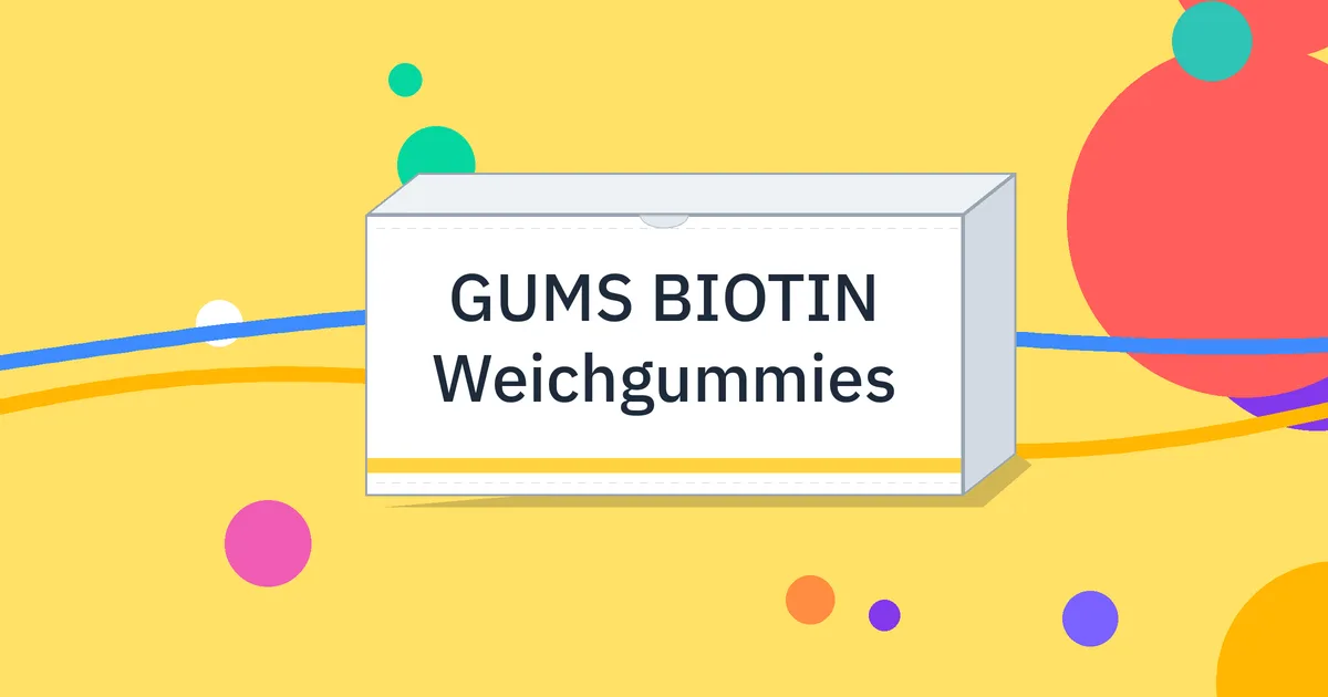 Symbolbild: Packung mit der Aufschrift GUMS BIOTIN Weichgummies (PZN 18892111) – Verfügbarkeit und Bezug in Apotheken in Frankfurt am Main