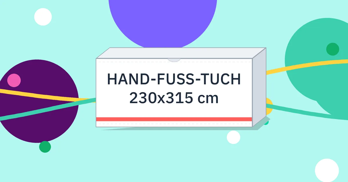 Symbolbild: Packung mit der Aufschrift HAND-FUSS-TUCH 230x315 cm (PZN 04702696) – Verfügbarkeit und Bezug in Apotheken in Frankfurt am Main