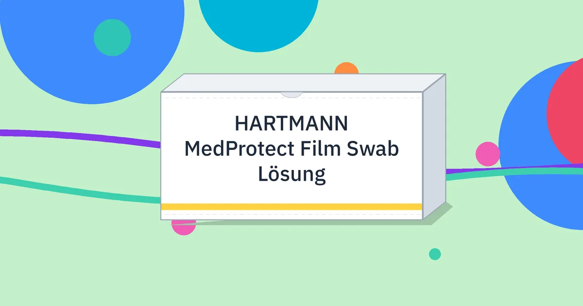 Symbolbild: Packung mit der Aufschrift HARTMANN MedProtect Film Swab Lösung (PZN 19957278) – Verfügbarkeit und Bezug in Apotheken in Frankfurt am Main