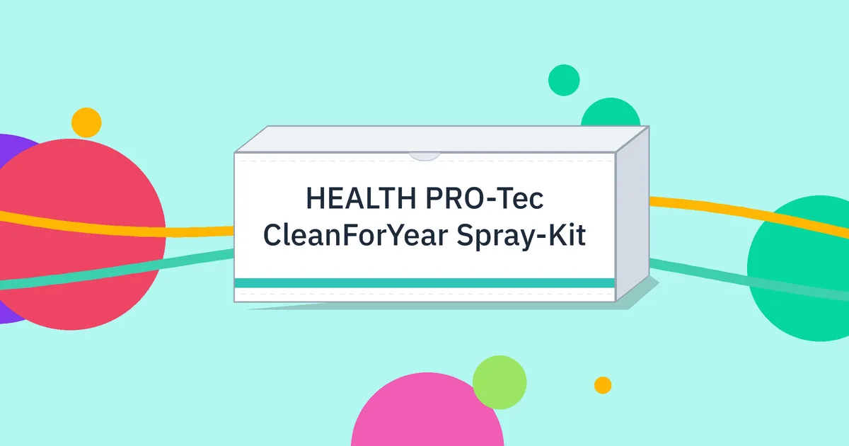 Symbolbild: Packung mit der Aufschrift HEALTH PRO-Tec CleanForYear Spray-Kit (PZN 20224931) – Verfügbarkeit und Bezug in Apotheken in Frankfurt am Main