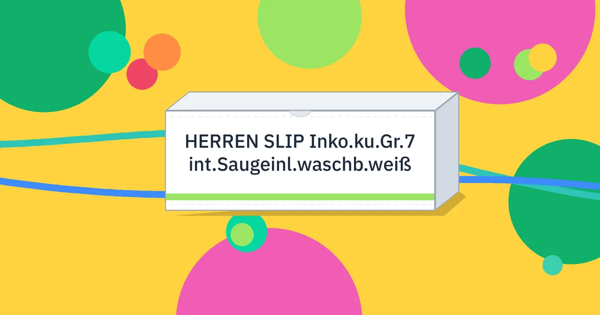 Symbolbild: Packung mit der Aufschrift HERREN SLIP Inko.ku.Gr.7 int.Saugeinl.waschb.weiß (PZN 17313720) – Verfügbarkeit und Bezug in Apotheken in Frankfurt am Main