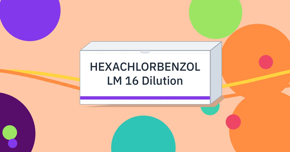 Symbolbild: Packung mit der Aufschrift HEXACHLORBENZOL LM 16 Dilution (PZN 12888841) – Verfügbarkeit und Bezug in Apotheken in Frankfurt am Main