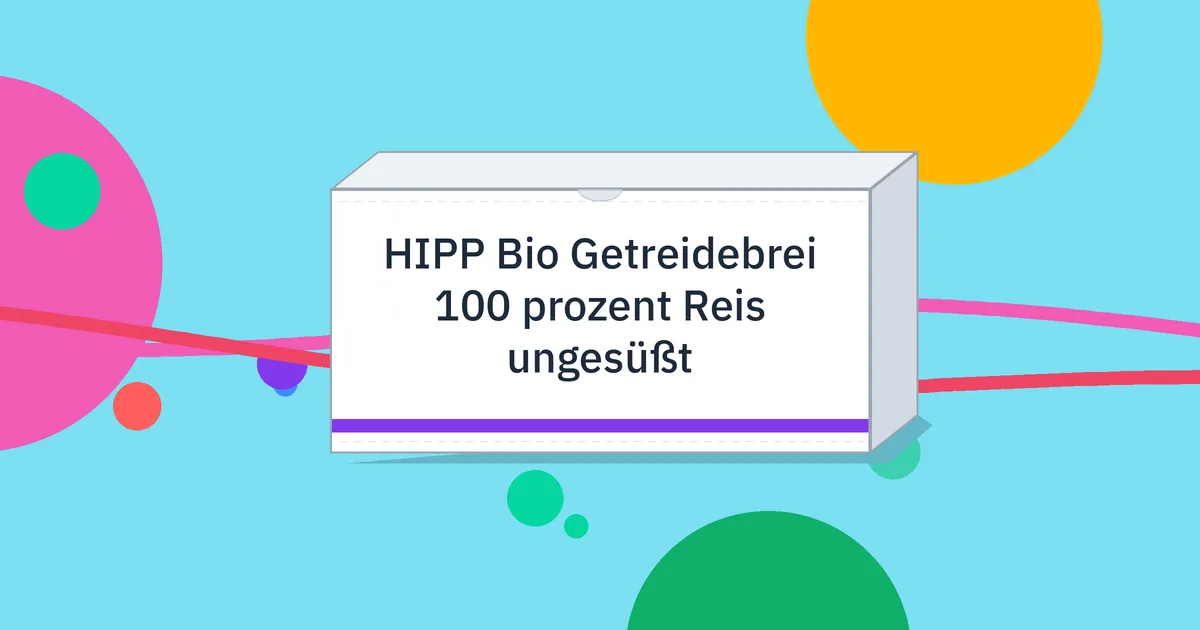Symbolbild: Packung mit der Aufschrift HIPP Bio Getreidebrei 100 prozent Reis ungesüßt (PZN 15389245) – Verfügbarkeit und Bezug in Apotheken in Frankfurt am Main