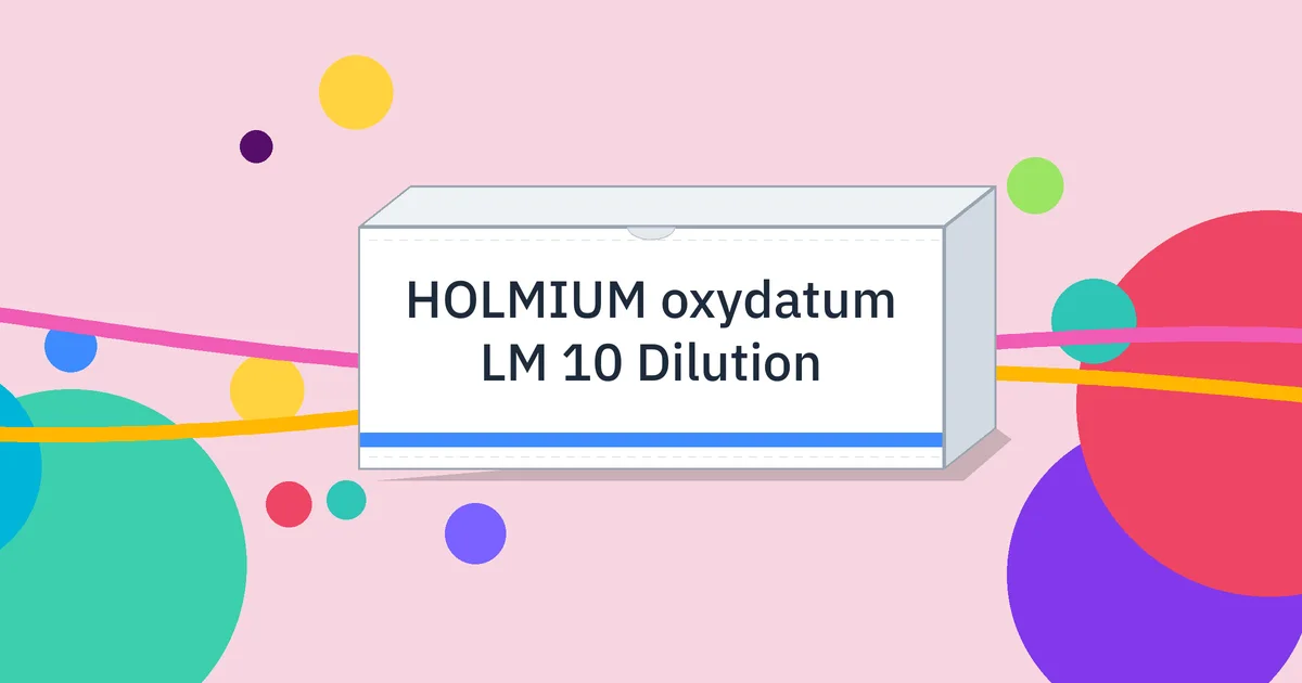 Symbolbild: Packung mit der Aufschrift HOLMIUM oxydatum LM 10 Dilution (PZN 13554869) – Verfügbarkeit und Bezug in Apotheken in Frankfurt am Main