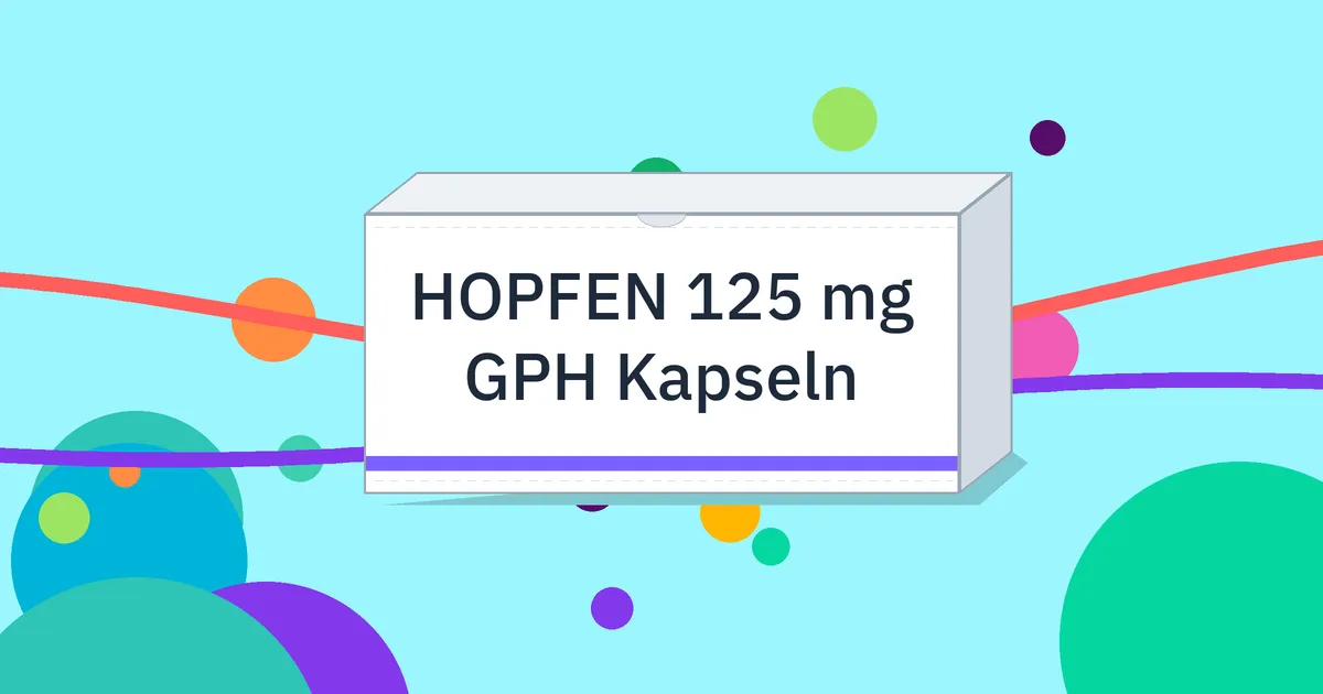 Symbolbild: Packung mit der Aufschrift HOPFEN 125 mg GPH Kapseln (PZN 09645342) – Verfügbarkeit und Bezug in Apotheken in Frankfurt am Main