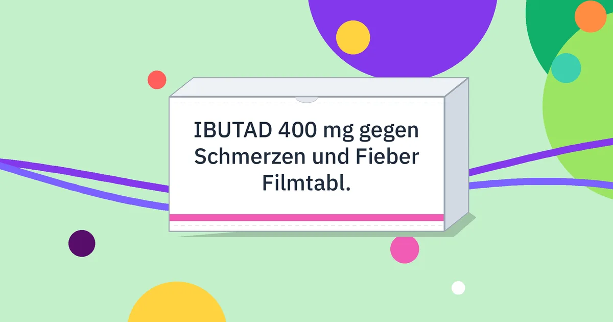 Symbolbild: Packung mit der Aufschrift IBUTAD 400 mg gegen Schmerzen und Fieber Filmtabl. (PZN 06407530) – Verfügbarkeit und Bezug in Apotheken in Frankfurt am Main