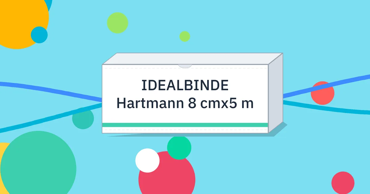 Symbolbild: Packung mit der Aufschrift IDEALBINDE Hartmann 8 cmx5 m (PZN 20540129) – Verfügbarkeit und Bezug in Apotheken in Frankfurt am Main