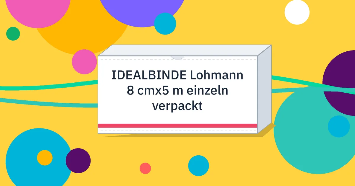 Symbolbild: Packung mit der Aufschrift IDEALBINDE Lohmann 8 cmx5 m einzeln verpackt (PZN 03130335) – Verfügbarkeit und Bezug in Apotheken in Frankfurt am Main