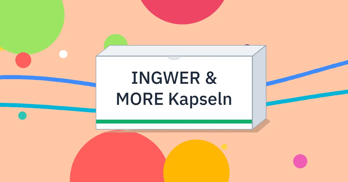 Symbolbild: Packung mit der Aufschrift INGWER & MORE Kapseln (PZN 09438258) – Verfügbarkeit und Bezug in Apotheken in Frankfurt am Main