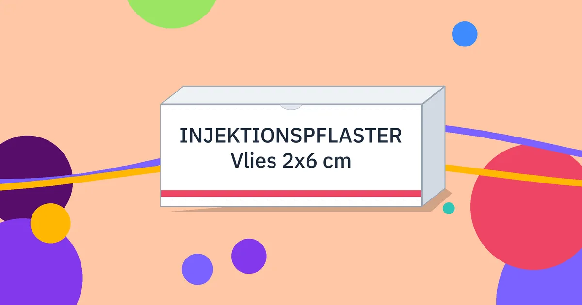 Symbolbild: Packung mit der Aufschrift INJEKTIONSPFLASTER Vlies 2x6 cm (PZN 12393068) – Verfügbarkeit und Bezug in Apotheken in Frankfurt am Main