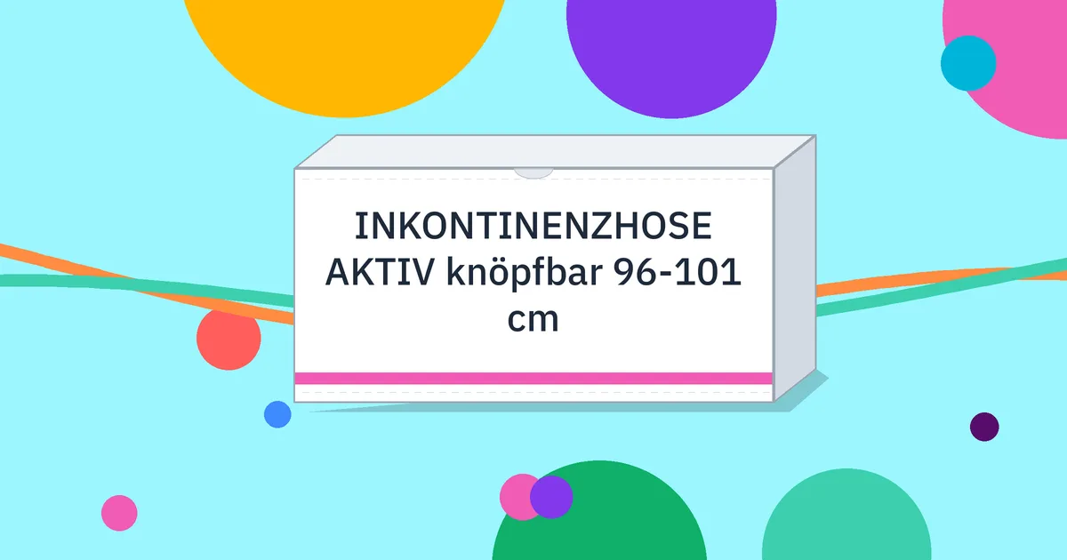 Symbolbild: Packung mit der Aufschrift INKONTINENZHOSE AKTIV knöpfbar 96-101 cm (PZN 09510369) – Verfügbarkeit und Bezug in Apotheken in Frankfurt am Main