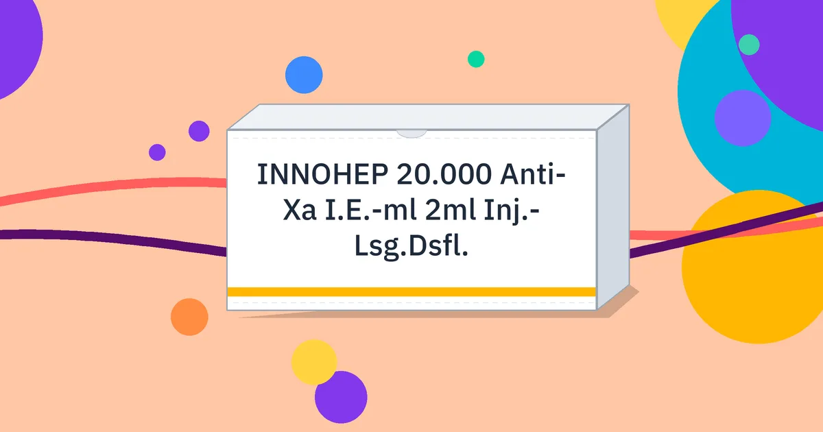Symbolbild: Packung mit der Aufschrift INNOHEP 20.000 Anti-Xa I.E.-ml 2ml Inj.-Lsg.Dsfl. (PZN 08645943) – Verfügbarkeit und Bezug in Apotheken in Frankfurt am Main