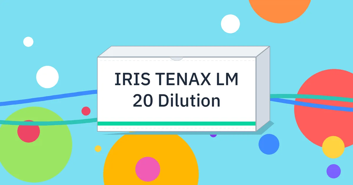 Symbolbild: Packung mit der Aufschrift IRIS TENAX LM 20 Dilution (PZN 12914478) – Verfügbarkeit und Bezug in Apotheken in Frankfurt am Main