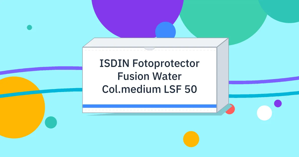 Symbolbild: Packung mit der Aufschrift ISDIN Fotoprotector Fusion Water Col.medium LSF 50 (PZN 17618394) – Verfügbarkeit und Bezug in Apotheken in Frankfurt am Main