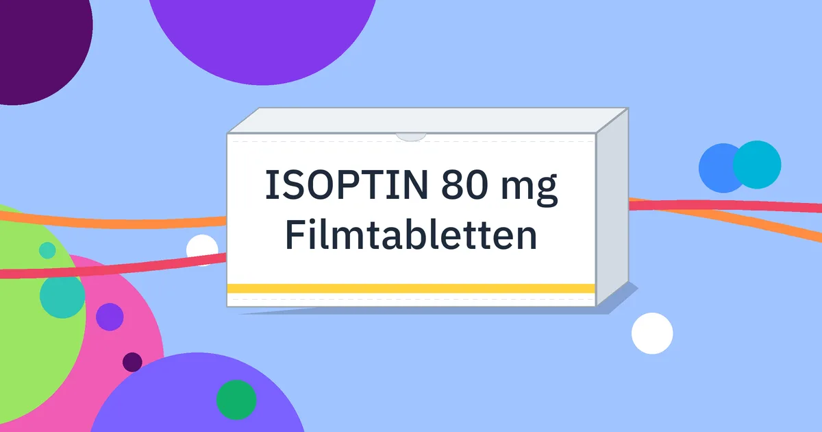 Symbolbild: Packung mit der Aufschrift ISOPTIN 80 mg Filmtabletten (PZN 01284330) – Verfügbarkeit und Bezug in Apotheken in Frankfurt am Main