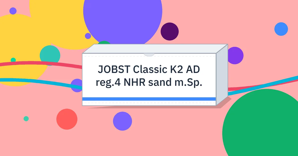 Symbolbild: Packung mit der Aufschrift JOBST Classic K2 AD reg.4 NHR sand m.Sp. (PZN 13061894) – Verfügbarkeit und Bezug in Apotheken in Frankfurt am Main