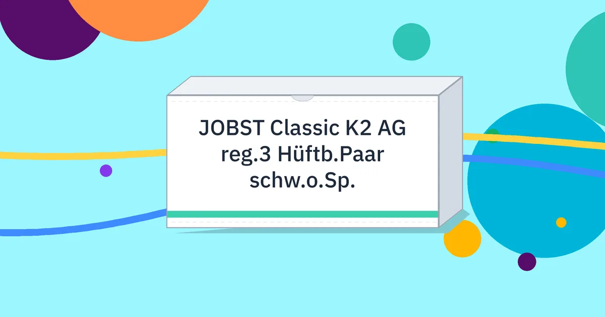 Symbolbild: Packung mit der Aufschrift JOBST Classic K2 AG reg.3 Hüftb.Paar schw.o.Sp. (PZN 13066851) – Verfügbarkeit und Bezug in Apotheken in Frankfurt am Main
