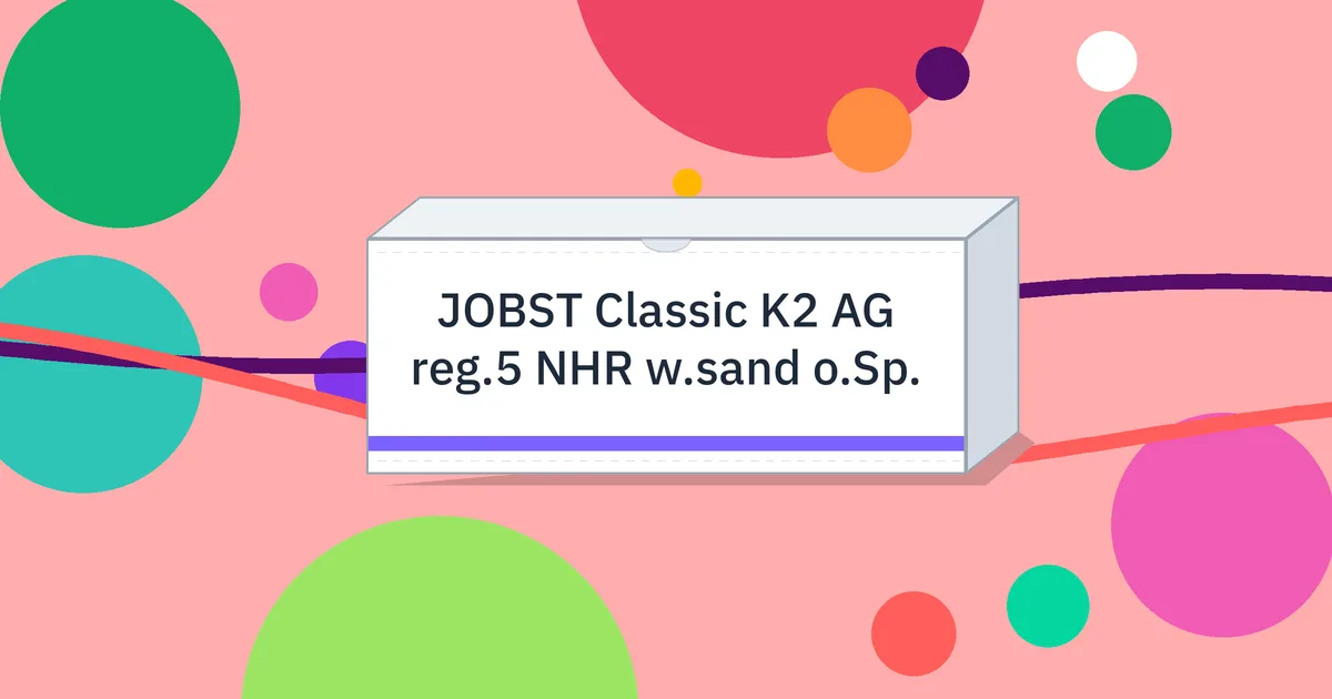Symbolbild: Packung mit der Aufschrift JOBST Classic K2 AG reg.5 NHR w.sand o.Sp. (PZN 11272121) – Verfügbarkeit und Bezug in Apotheken in Frankfurt am Main