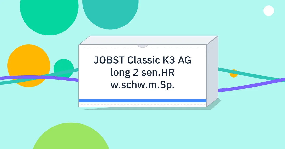 Symbolbild: Packung mit der Aufschrift JOBST Classic K3 AG long 2 sen.HR w.schw.m.Sp. (PZN 17958664) – Verfügbarkeit und Bezug in Apotheken in Frankfurt am Main