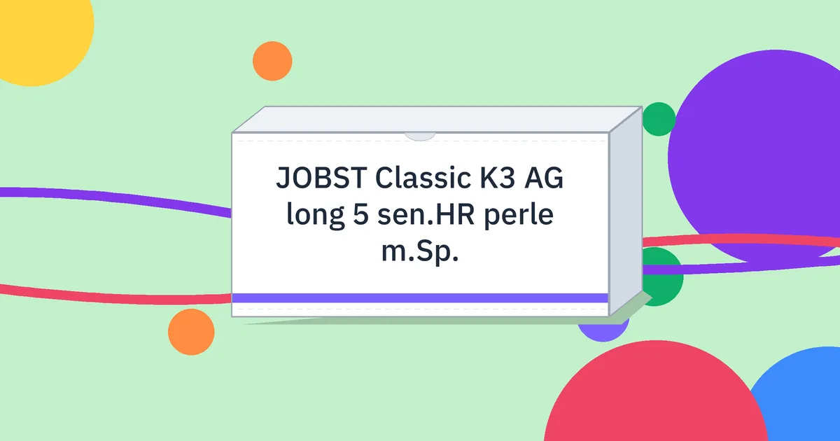 Symbolbild: Packung mit der Aufschrift JOBST Classic K3 AG long 5 sen.HR perle m.Sp. (PZN 17958121) – Verfügbarkeit und Bezug in Apotheken in Frankfurt am Main