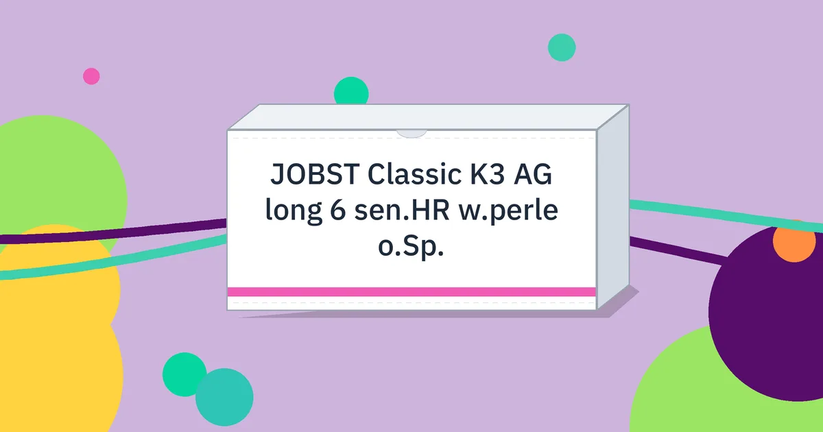 Symbolbild: Packung mit der Aufschrift JOBST Classic K3 AG long 6 sen.HR w.perle o.Sp. (PZN 17958368) – Verfügbarkeit und Bezug in Apotheken in Frankfurt am Main