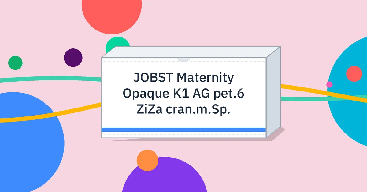Symbolbild: Packung mit der Aufschrift JOBST Maternity Opaque K1 AG pet.6 ZiZa cran.m.Sp. (PZN 15857338) – Verfügbarkeit und Bezug in Apotheken in Frankfurt am Main