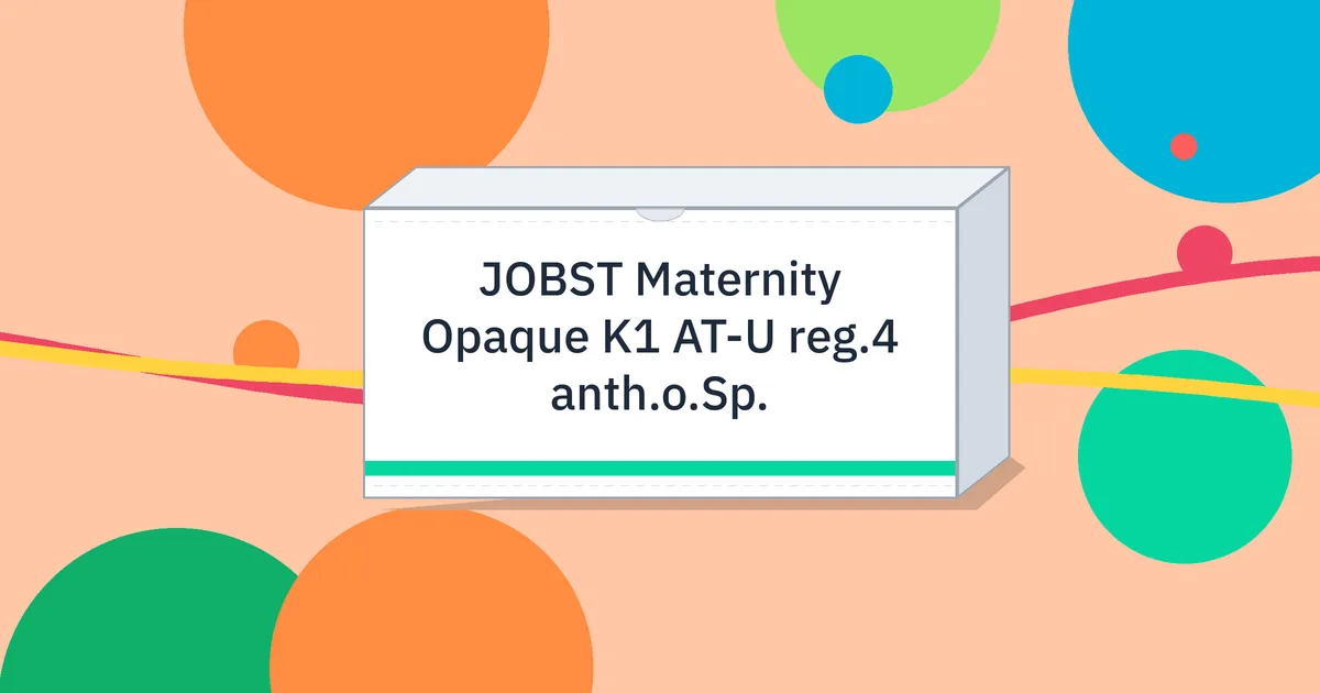 Symbolbild: Packung mit der Aufschrift JOBST Maternity Opaque K1 AT-U reg.4 anth.o.Sp. (PZN 15855204) – Verfügbarkeit und Bezug in Apotheken in Frankfurt am Main