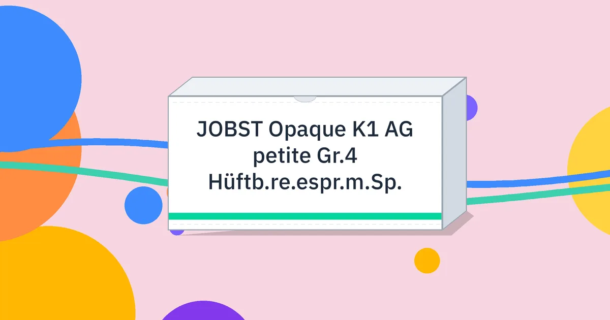 Symbolbild: Packung mit der Aufschrift JOBST Opaque K1 AG petite Gr.4 Hüftb.re.espr.m.Sp. (PZN 16273987) – Verfügbarkeit und Bezug in Apotheken in Frankfurt am Main